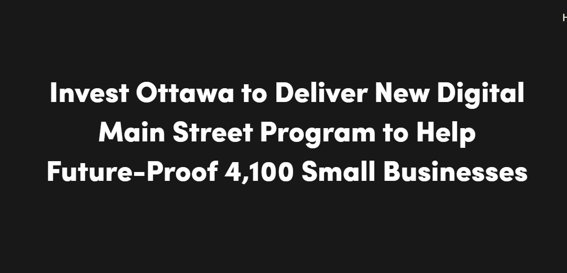 Invest Ottawa to Deliver New Digital Main Street Program to Help Future ...